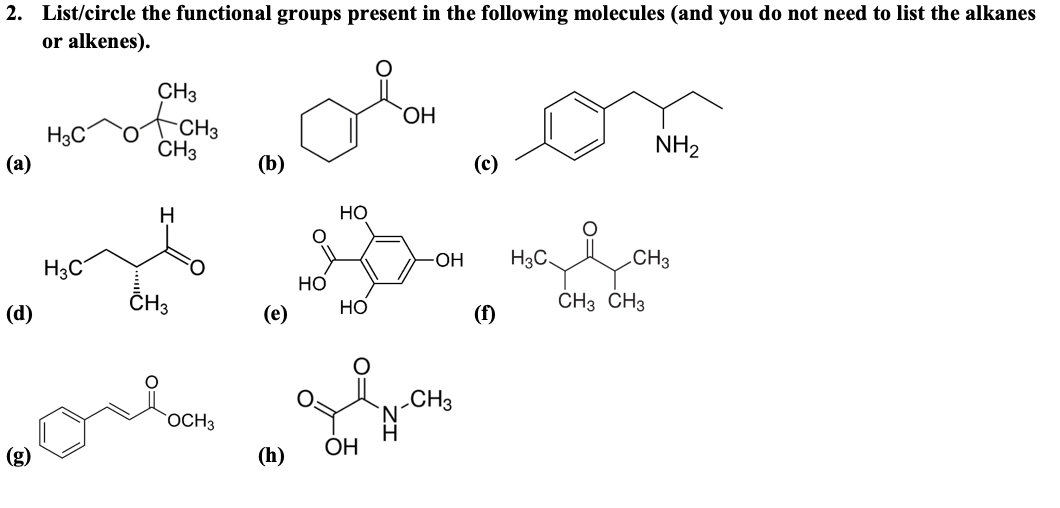 Solved 2. List/circle the functional groups present in the | Chegg.com