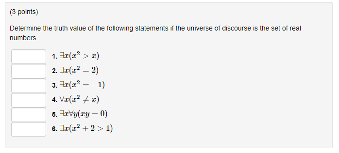 Solved Determine the truth value of the following statements | Chegg.com