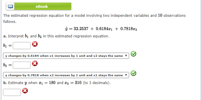 Solved eBook The estimated regression equation for a model | Chegg.com