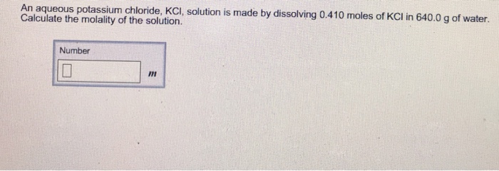 Solved potassium chloride, KCI, solution is made by | Chegg.com