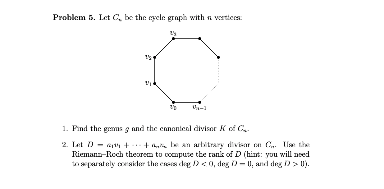 Problem 5. Let Cn be the cycle graph with n vertices: | Chegg.com
