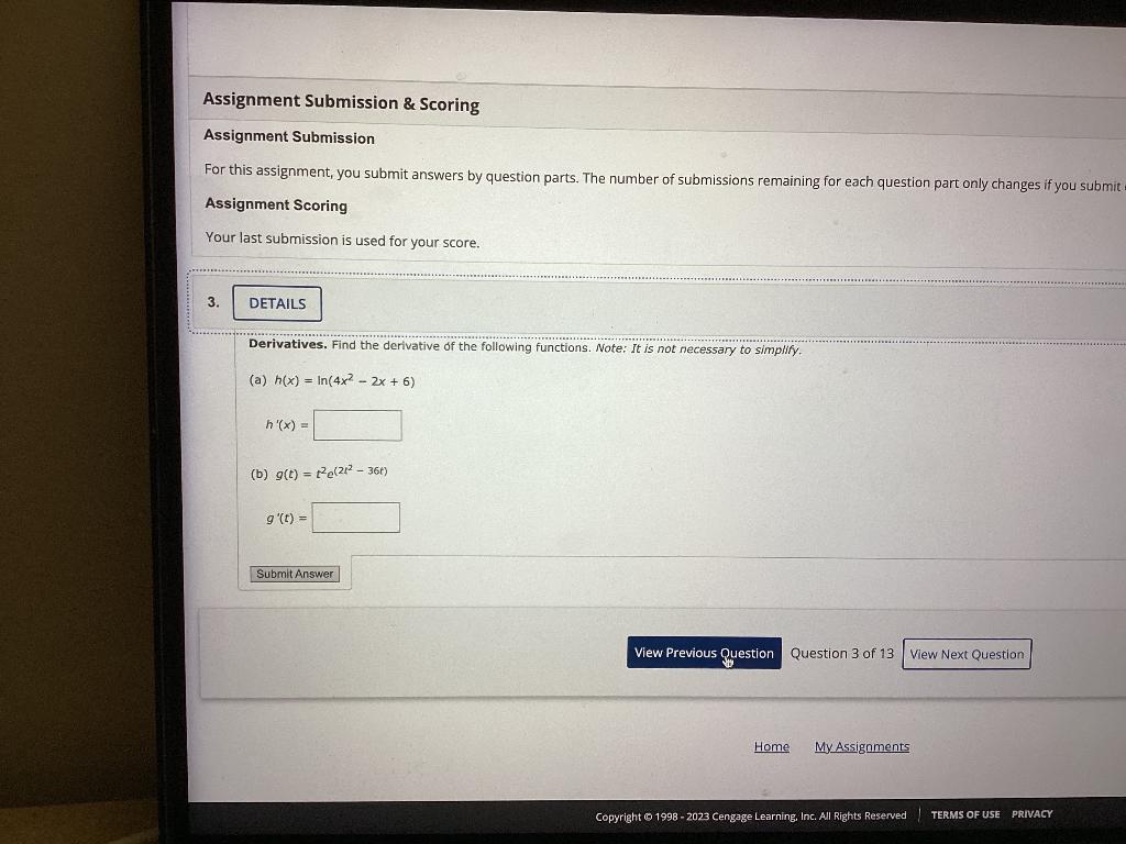 Solved or this assignment, you submit answers by question | Chegg.com