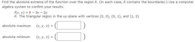 Solved Find the absolute extrema of the function over the | Chegg.com