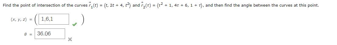 Solved Find the point of intersection of the curves | Chegg.com