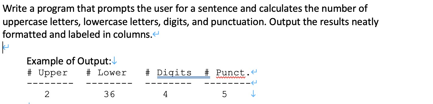 Solved Write a program that prompts the user for a sentence | Chegg.com