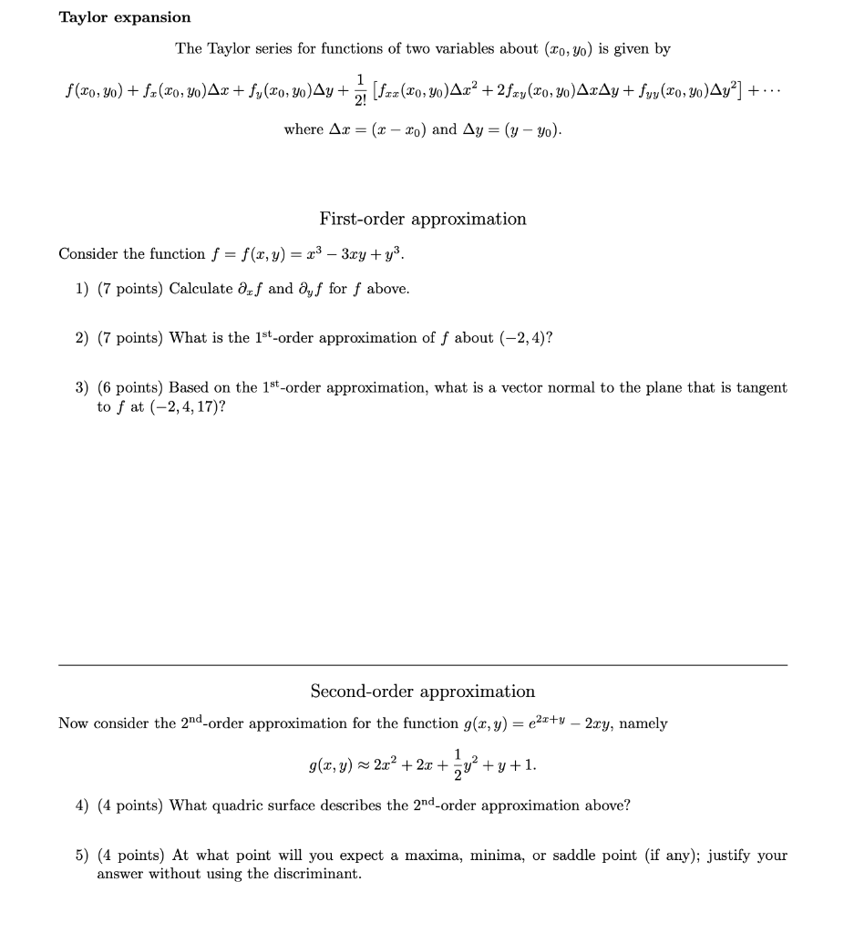 Solved Taylor expansion The Taylor series for functions of | Chegg.com