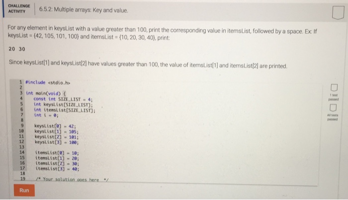 Solved For any element in keysList with a value greater than | Chegg.com