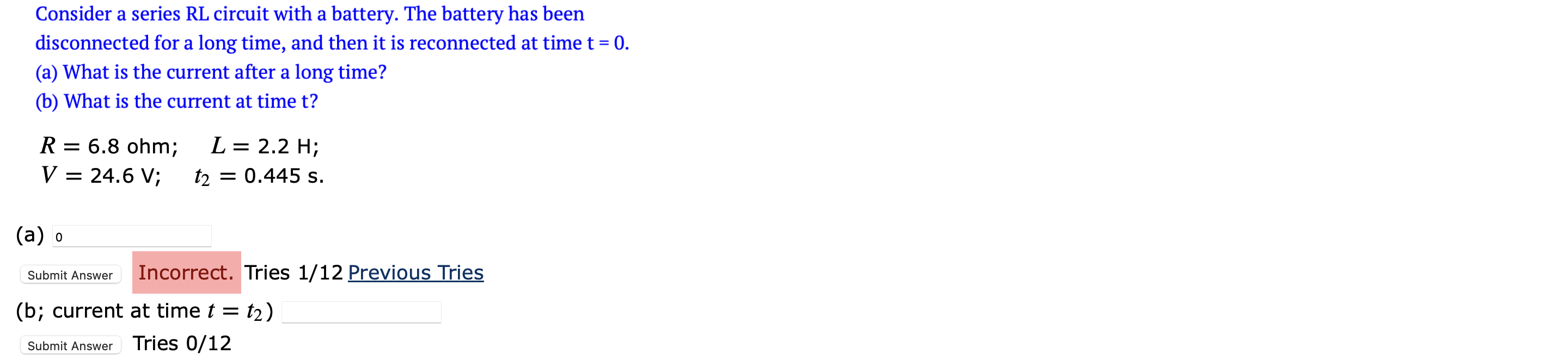 Solved Consider a series RL circuit with a battery. The | Chegg.com