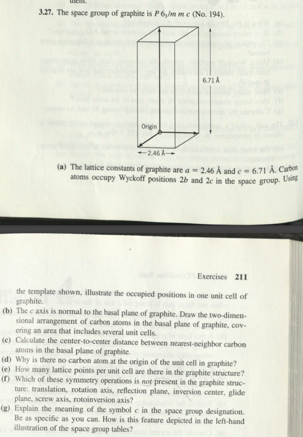 3.27. The space group of graphite is P 63/m m c (No. | Chegg.com