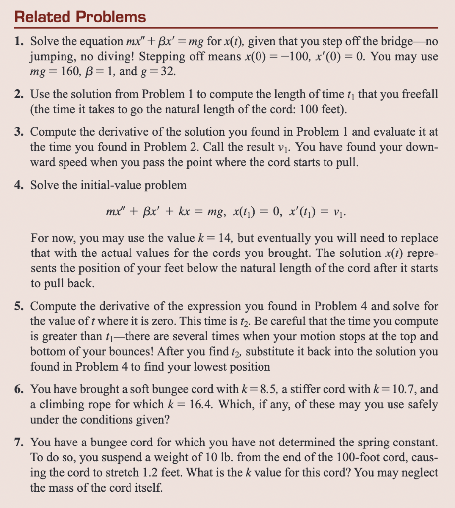 Solved t you freefall = = Related Problems 1. Solve the | Chegg.com