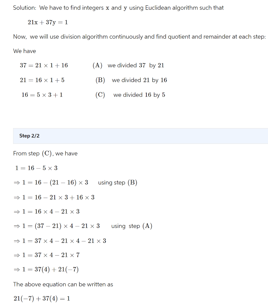 Solved for step 2 i'm confused they have 1 = 16 - (21 - | Chegg.com