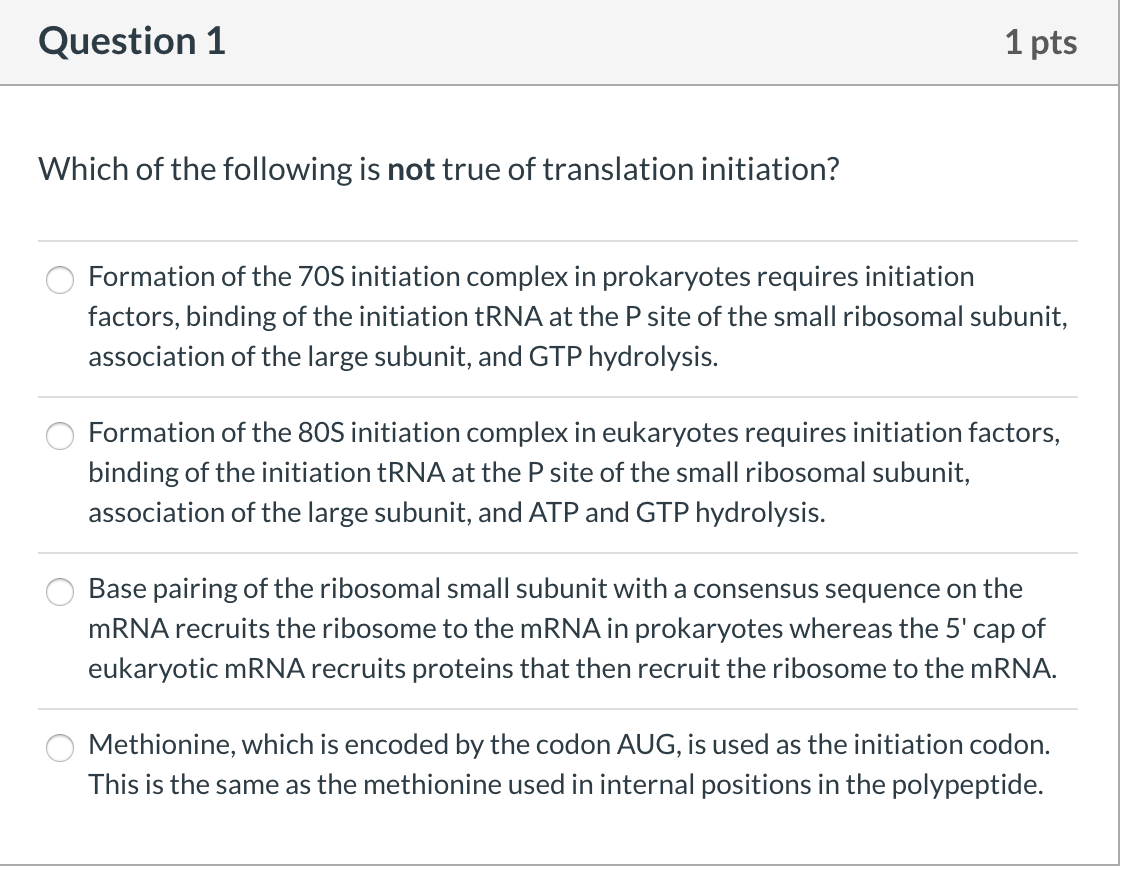 Solved Question 1 1 pts Which of the following is not true | Chegg.com