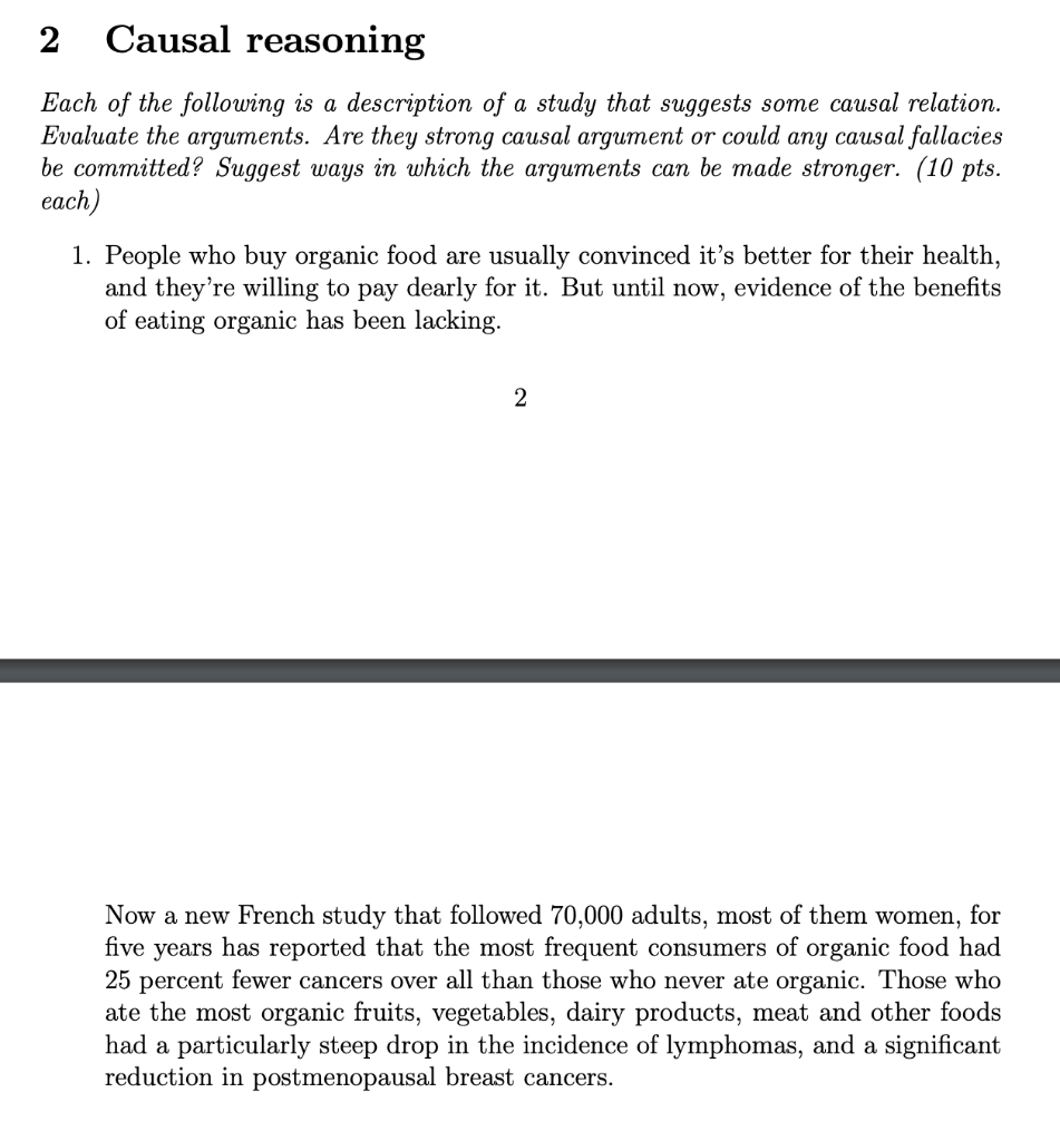 Solved 2 Causal reasoning Each of the following is a | Chegg.com