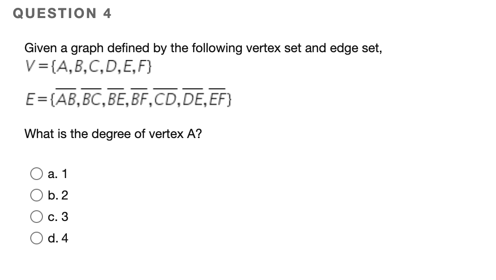 Solved Question 4 Given A Graph Defined By The Following 