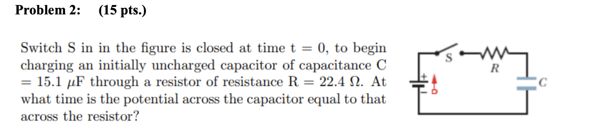 Solved Switch S in in the figure is closed at time t=0, to | Chegg.com