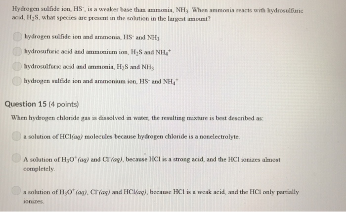 Solved When HCl is dissolved in water which of the following | Chegg.com