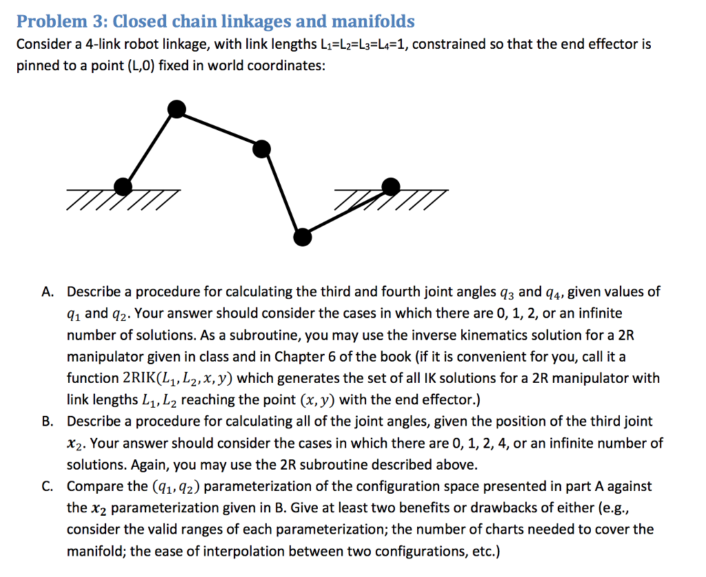 Problem 3: Closed chain linkages and manifolds | Chegg.com