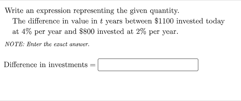 Solved Write an expression representing the given quantity. | Chegg.com