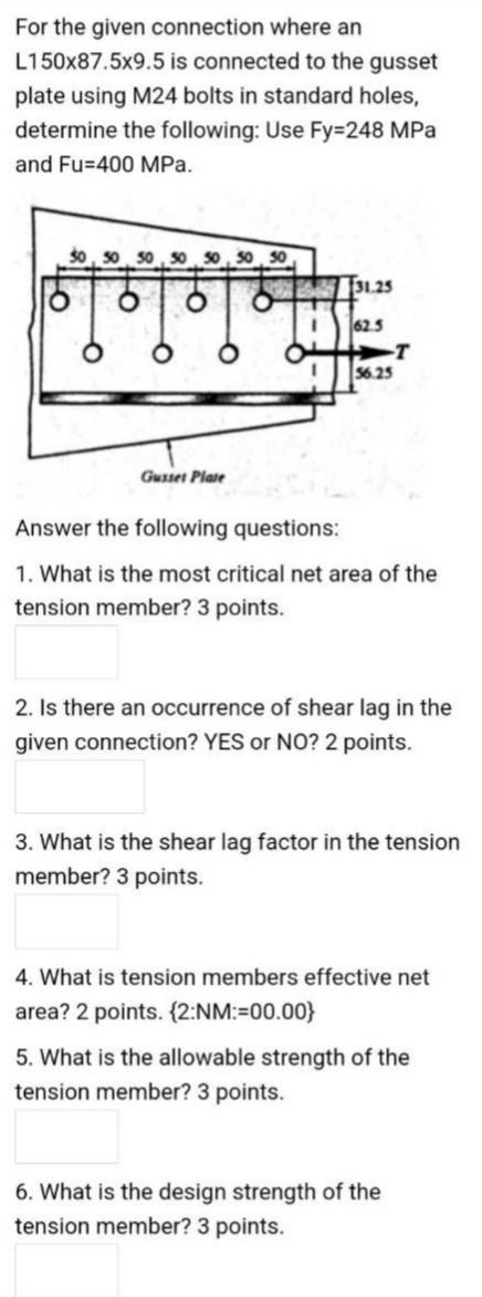 Solved For the given connection where an plate using M24 | Chegg.com