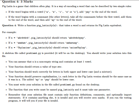 Solved Question 4: 3 Marks Pig Latin is a game that children | Chegg.com