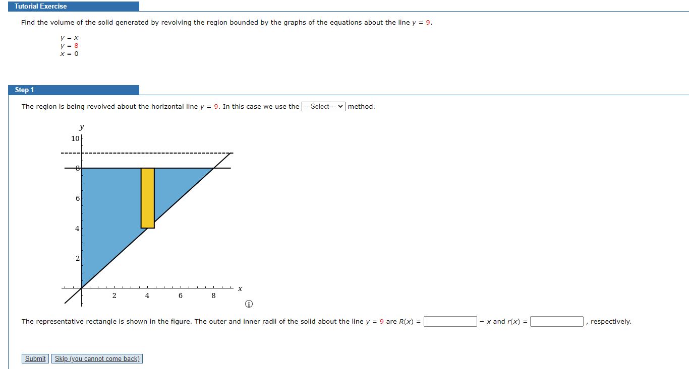 Solved Find the volume of the solid generated by revolving | Chegg.com