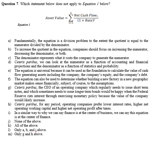 Solved Question 7. Which statement below does not apply to | Chegg.com