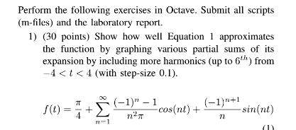 Solved Perform the following exercises in Octave. Submit all | Chegg.com