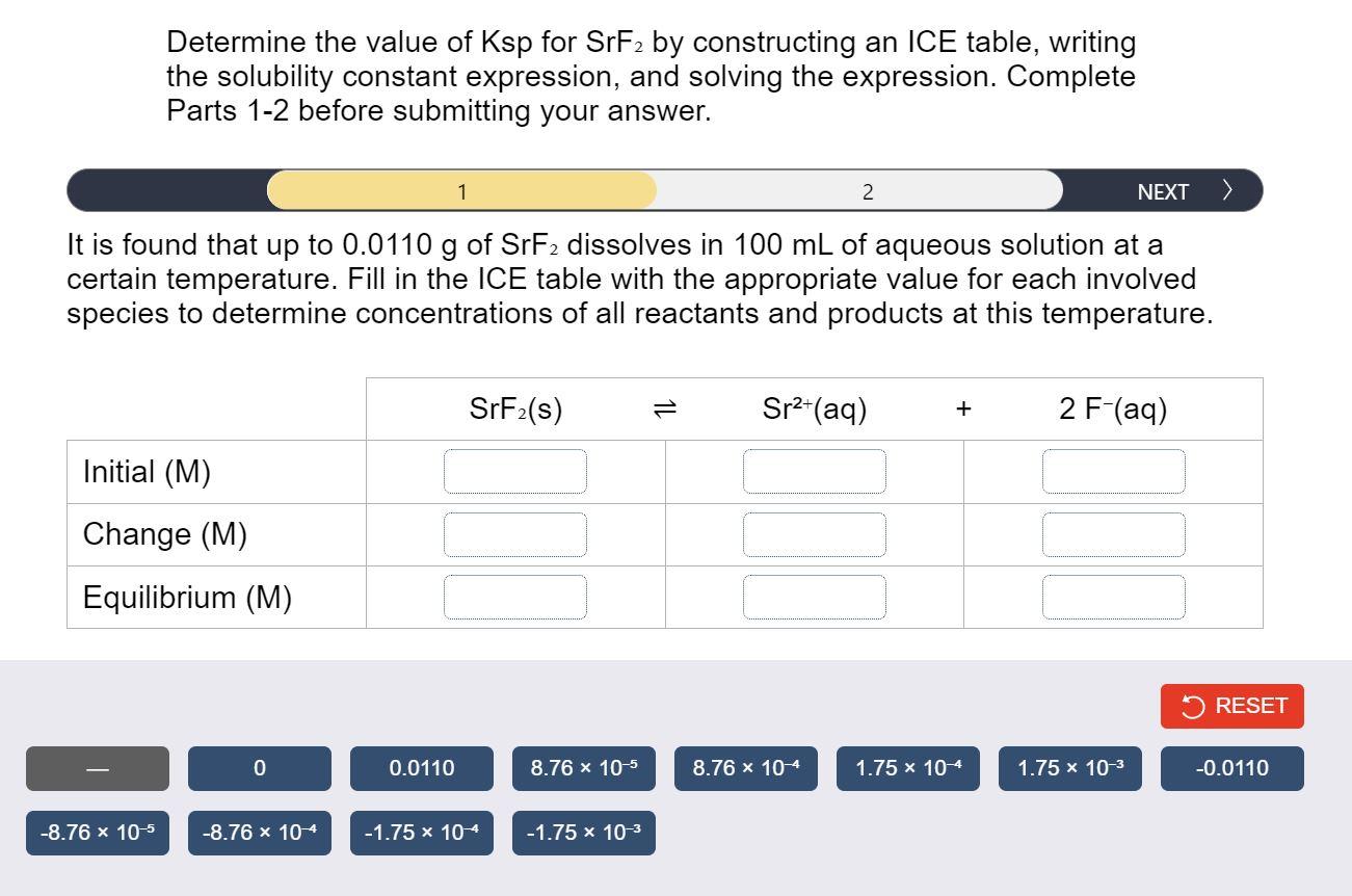 Solved Determine the value of Ksp for SrF2 by constructing | Chegg.com