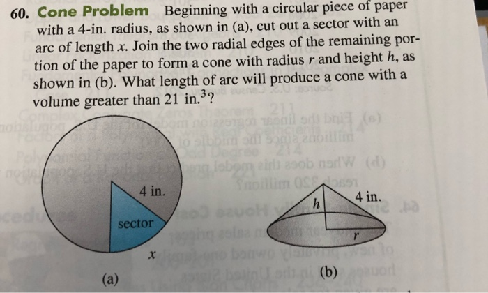 Solved 60. Cone Problem Beginning with a circular piece of | Chegg.com