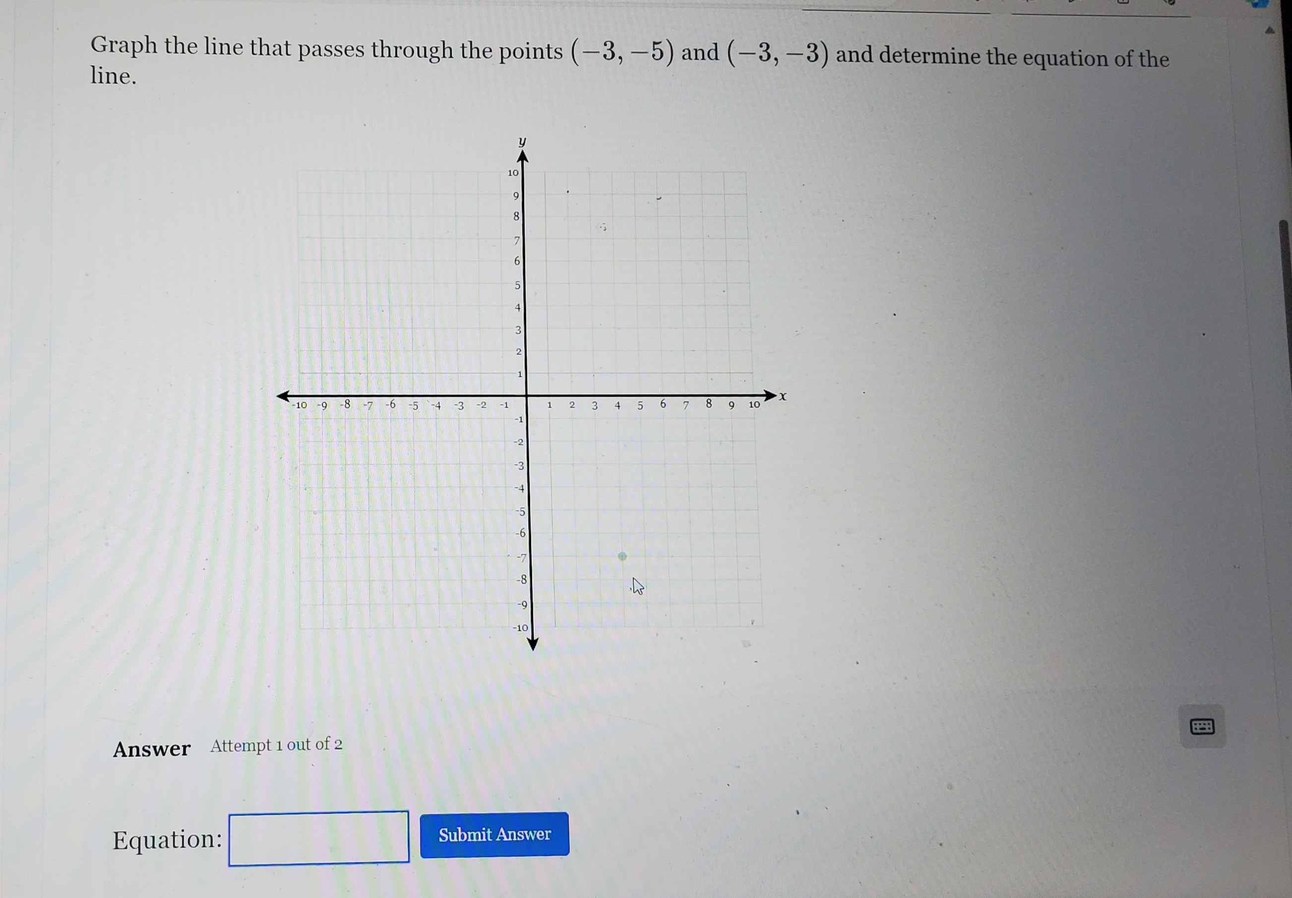 Solved Graph the line that passes through the points (-3,-5) | Chegg.com