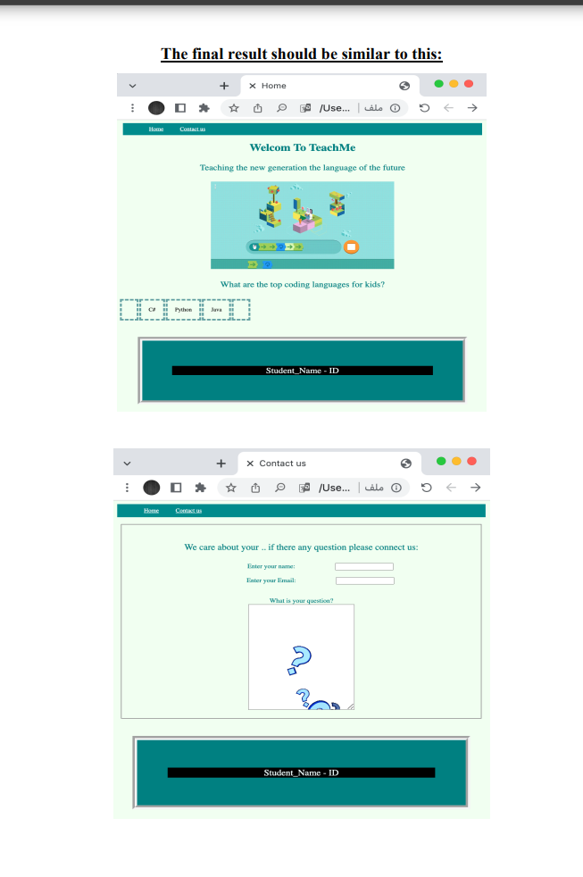 Solved - Create a web site TECHME have two pages: 1. Home 2. | Chegg.com