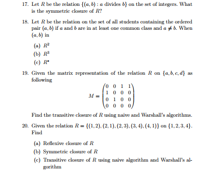 Solved Let R ﻿be the relation divides b ﻿on the set of | Chegg.com