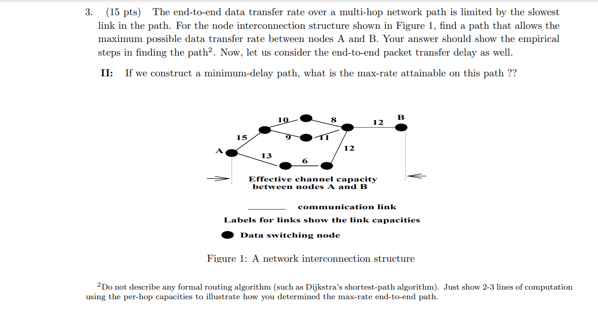 3. (15 pts) The end-to-end data transfer rate over a | Chegg.com