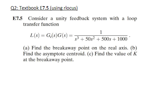 Solved E7.5 Consider a unity feedback system with a loop | Chegg.com