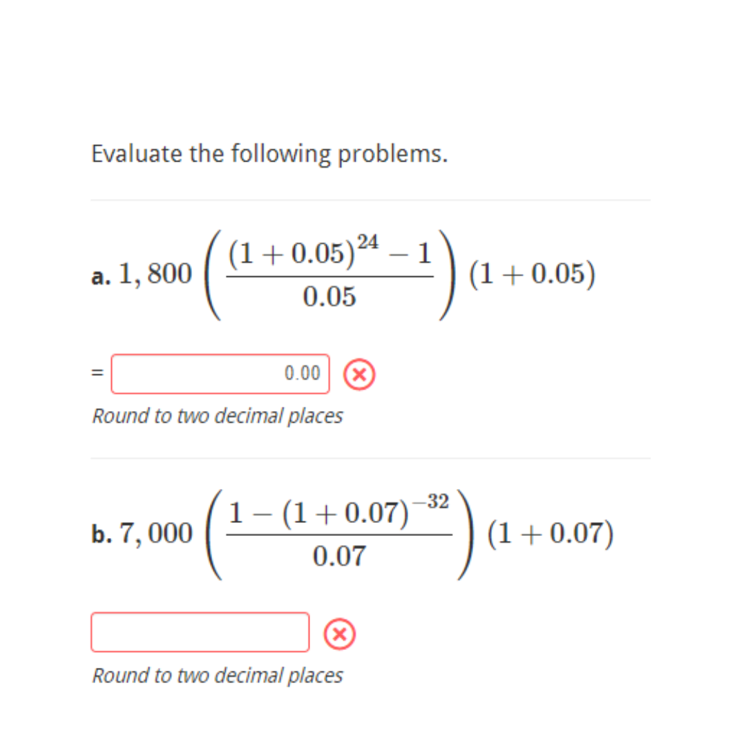 Solved Evaluate the following problems. a. | Chegg.com