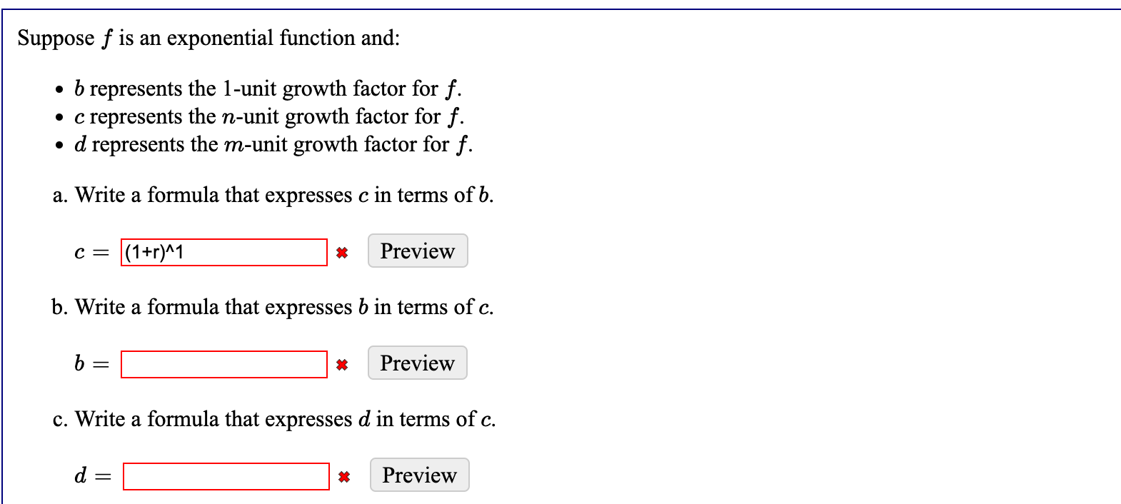 uppose f is an exponential function and: - b | Chegg.com