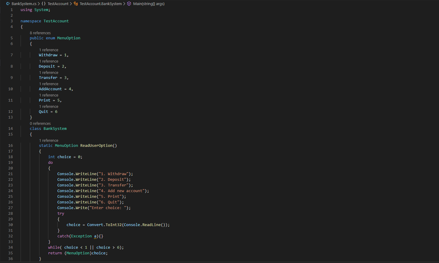 Solved I do not think my code for the Bank.cs and | Chegg.com