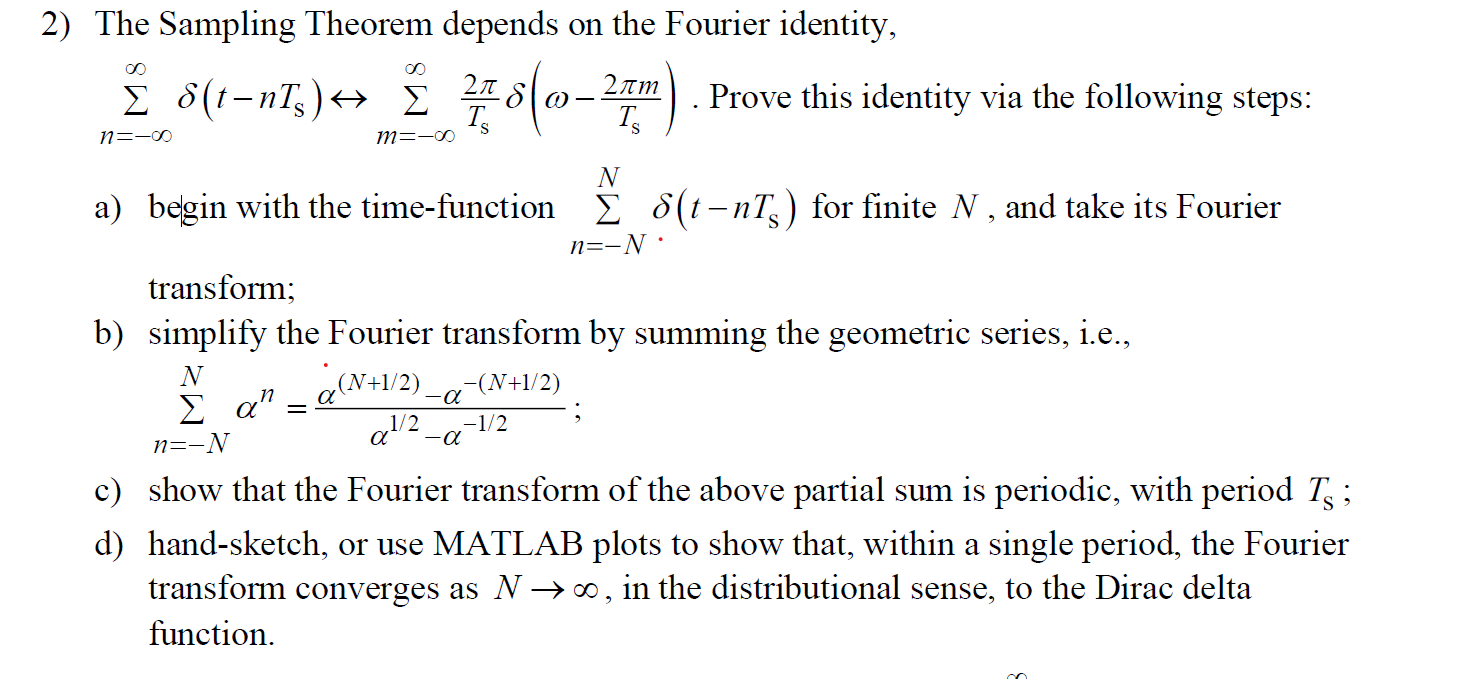 Solved SHOW HAND CALCULATIONS The Sampling Theorem depends | Chegg.com