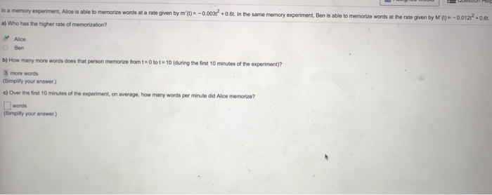 Solved n a memory experiment, Alice is able to memorize | Chegg.com