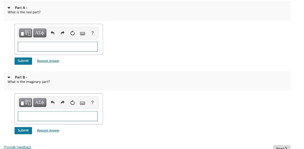 Part A - What is the real part? Part B - What is the | Chegg.com