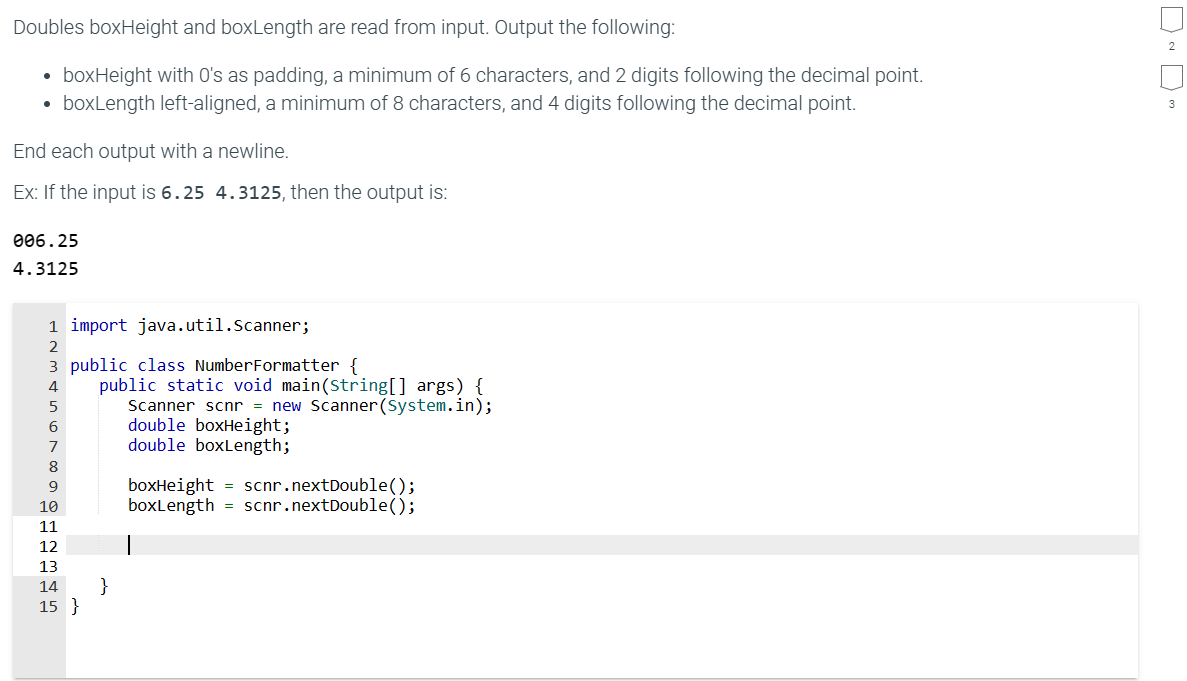 Solved Doubles boxHeight and boxLength are read from input. | Chegg.com