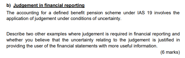 Solved b) Judgement in financial reporting The accounting | Chegg.com