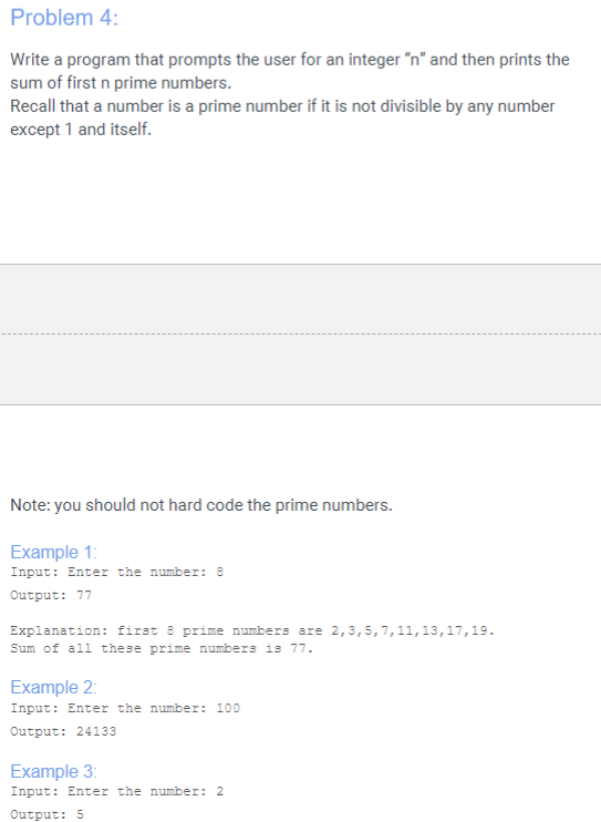 Solved Problem 4: Write a program that prompts the user for | Chegg.com