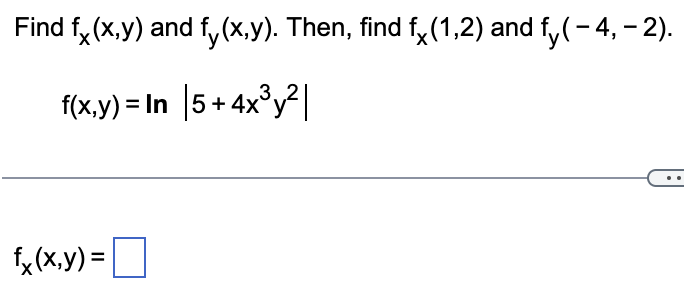 Solved Find Fx X Y And Fy X Y Then Find Fx 1 2 And