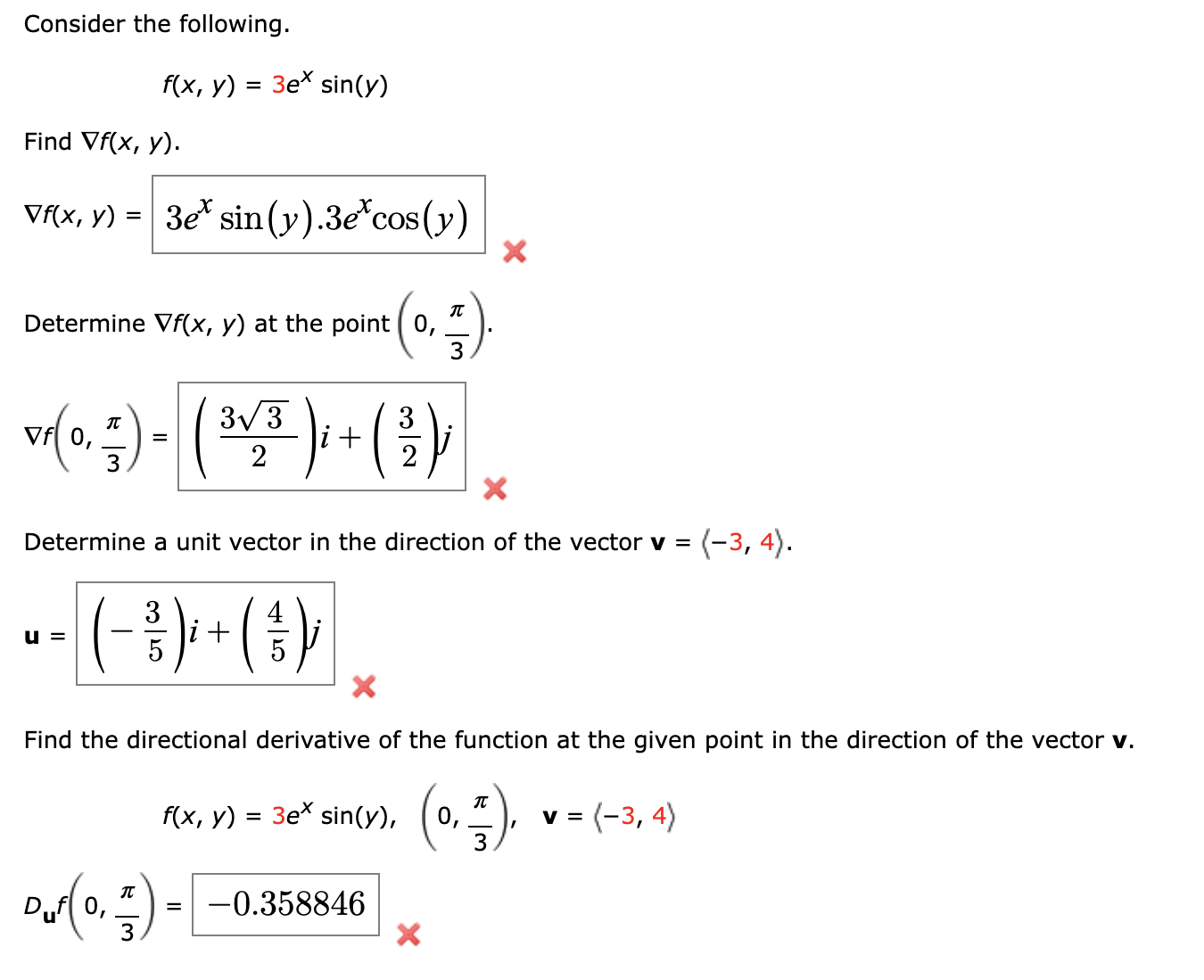 Solved Consider the following.f(x,y)=3exsin(y)Find | Chegg.com