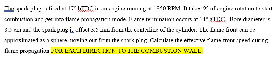 Solved The spark plug is fired at 17° bTDC in an engine | Chegg.com