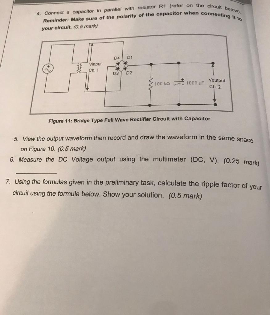 Solved 4. Connect a capacitor in parallel with resistor R1 | Chegg.com