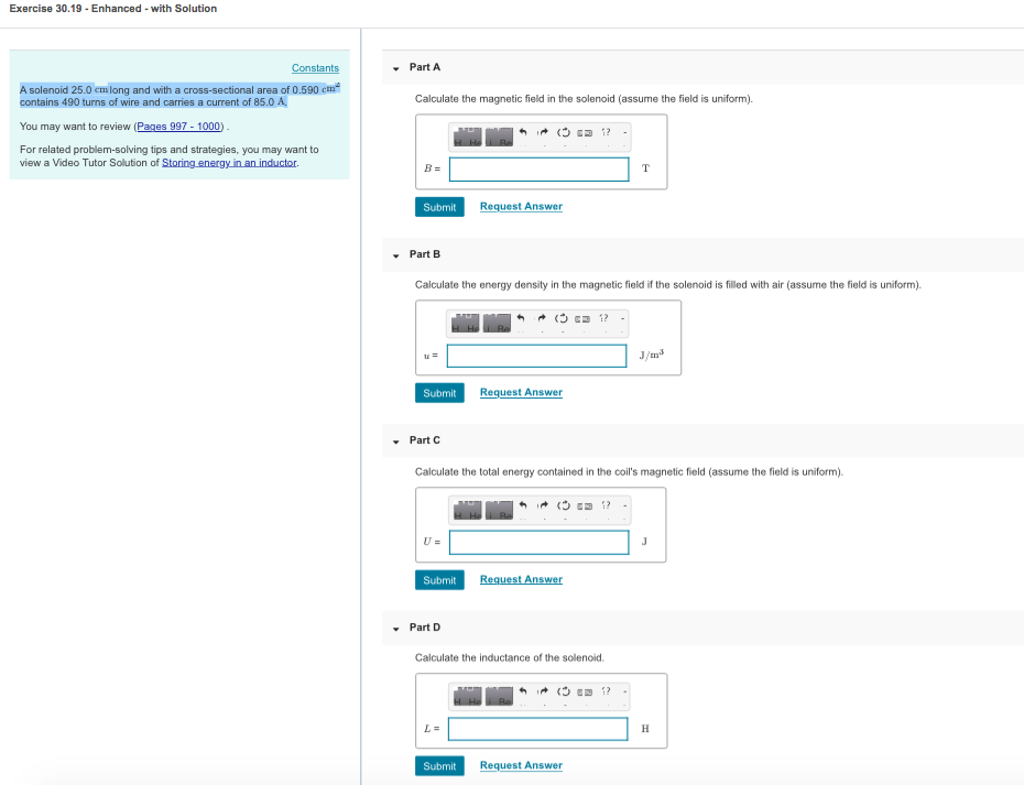 Solved Exercise 30.19 Enhanced with Solution Constants Part | Chegg.com