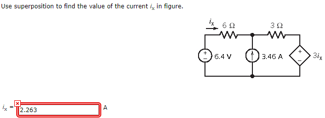 Solved Use superposition to find the value of the current ix | Chegg.com