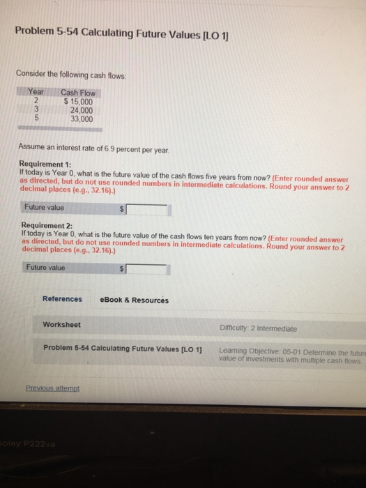 Solved Problem 5-54 Calculating Future Values [LO 1 Consider | Chegg.com